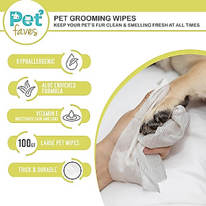 Pet Faves Dog Wipes for Cleaning and Deodorizing | Hypoallergenic Grooming Wipes for Paws and Butt, Clean Face & Body Between Baths, Plant Based Natural Pet Wipes for Dogs and Puppy (400 Count)