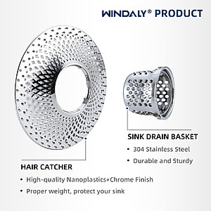 Drain Hair Catcher Bathtub Shower Drain, Hair Catcher Shower Drain, Bathroom Sink Hair Trap Strainer Drain Protector Chrome 1 Pack