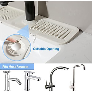 Gelecek Kitchen Sink Splash Guard, 17.7" x 5.5" Silicone Sink Faucet Mat, Sink Draining Pad Behind Faucet, Faucet Splash Catcher, Keep Kitchen and Bathroom Sinks Dry, Grey