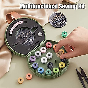 ZUNON Sewing Kit, Travel Mini Sewing Kits for Adults Suppliers Repair Project Kit Needle Family Sewing Thread Accessories Traveler Beginner Emergency Kids DIY Organizer Plastic(Green Sewing kit)