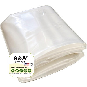 A&A Greenhouse Clear Plastic Film Polyethylene Covering Gt5 Year 8 Mil. - UV Protection - (12 ft. W x 25 ft. L)
