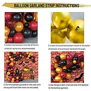 Magic Wizard School Balloon Garland Arch Burgundy Black Gold Latex Balloons Confetti Balloon Bat Sticker Tie Glasses Frame Set for Baby Shower Birthday Party Decorations