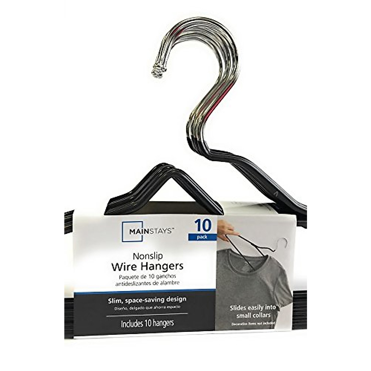 Mainstays Nonslip heavy wire Clothes Hangers, 10 count black