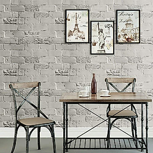 HOYOYO 17.8 x 118 Inches Self-Adhesive Liner Paper, Removable Shelf Liner Wall Stickers Dresser Drawer Peel Stick Kitchen Home Decor,Grey Brick English Litter