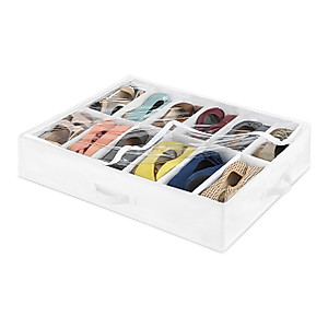 Whitmor Underbed Shoe Bag, White with Clear Top