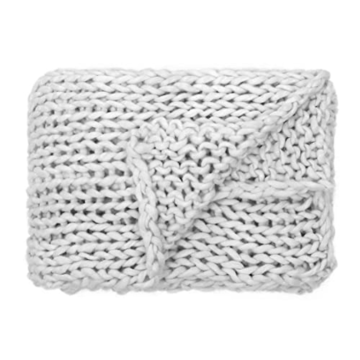 Chunky Knit Throw Blanket - Hand Made - Acrylic & Wool Boho Blankets for Chair, Sofa, Bed & Home Decorations - Warm Cover - Decorative Furnishings - 50’’ x 70’’ - Ivory – Woven.St