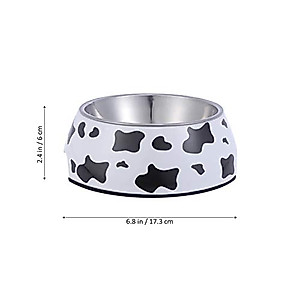 POPETPOP Cute Dog Bowls with Removable Stainless Steel Bowl-Durable and Non-Skid Stainless Steel Dog and Cats Bowls 2 in 1 Pet Bowls-Cow Medium