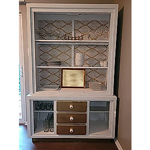 White and Gold Peel and Stick Contact Paper Self Adhesive Boho Wallpaper Removable Vinyl Film Decorative Shelf Drawer Liner Sticker 17.7 inch x 118 inch (White and Gold, 17.7 x 118 inch)