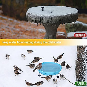 Tetuga Bird Bath Deck Mounted Bowl 12 Inches with Adjustable Clamp for Outdoor Bird Baths for Outside Weather Resistant Durable Birdbath for Garden Patio Lawn Yard Deck Railing (Blue)