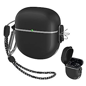[Upgrade Secure Lock] Bose QuietComfort Earbuds II 2022 Case, YIPINJIA Full-Body Shockproof Armor Protective Cover for New Bose QuietComfort Earbuds 2, TPU Hard Shell with Lanyard and Keychain(Black)