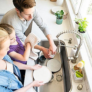 Full Circle Stash Ceramic Sink Caddy and Organizer, Green and White