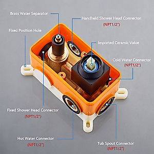 LCEVCGK Shower Faucet Set Complete Matte Black Shower System with 10 inch Square Rainfall Shower Head 3-Function Handheld Shower Waterfall Bathtub Spout Rain Shower Combo Set Bathroom Wall Mounted