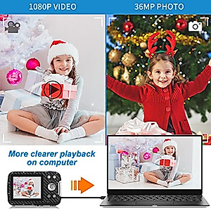 Waterproof Digital Camera HD 1080P 36MP Kids Digital Camera with 32G SD Card Compact Portable Digital Camera,Rechargeable Electronic Mini Vlogging Camera for Kids