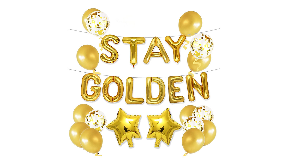 Gold 16 Inch Balloons - Stay Golden Birthday Banner for Parties