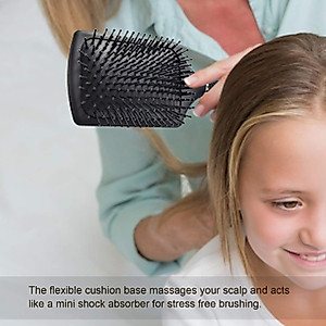 FIXBODY Paddle Brush with A Large Cushion, Smoothing Detangling Brush for Long Thick Hair, Both Wet & Dry - Black Mate