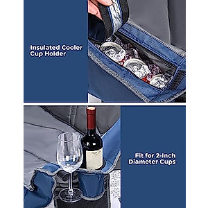 DEERFAMY Foldable Camping Loveseat with Cooler Bag and Cup& Wine Glass Holder,Portable Double Camping Chair for Adults with Padded Seats & Armrests, Heavy Duty Outdoor Loveseat Supports up to 530lbs