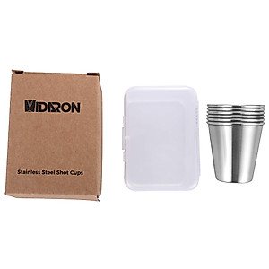 HIDORAN 6 PCS 2 Ounce Stainless Steel Shot Cups Shot Glass Drinking Vessel Unbreakable Metal Shooters for Whiskey Tequila Liquor Great Barware Gift
