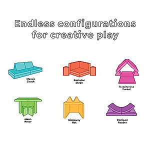 Yourigami Kids and Toddler Play Couch, Convertible Folding Sofa, Durable Foam Modular Design, Mountain Gray