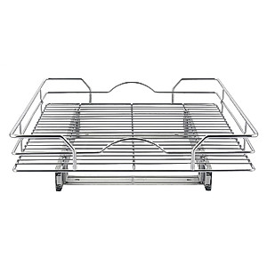Pull Out Cabinet Organizer（14"W x 18"D x 5"H ), Heavy Duty Pull Out Shelves for Kitchen Cabinets, Chrome Finish