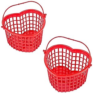 Fun Express 12 pack Valentine's Day Heart Shaped Baskets, 7" x 4.5" Empty Baskets, BPA Free Plastic, Organization Supplies, Red
