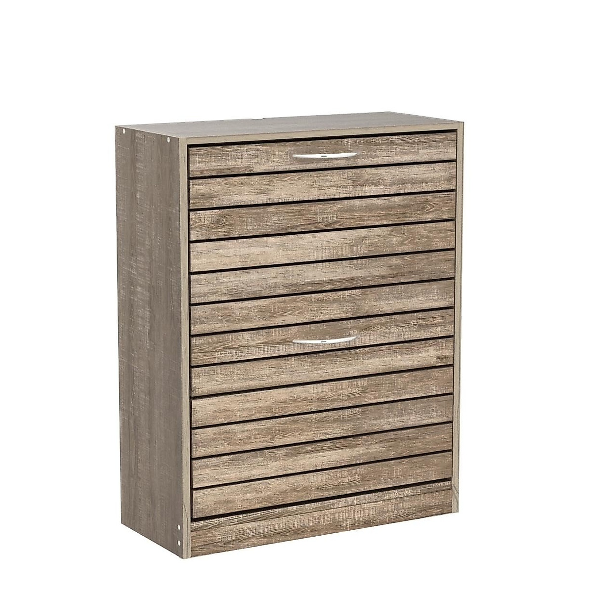 FUFU&GAGA Shoe Storage Cabinet with 2 Flip Drawers for Entryway, Modern, Freestanding Rack Organizer (22.4”W x 9.4”D x 29.5”H) (Light Brown)