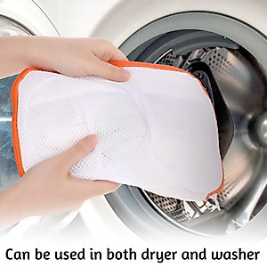 cobee 2 Pack Bra Laundry Bags for Washing Machine Lingerie, Mesh Wash Bag For Bras with Handle, Non-Deform 3D Protector Bra Laundry Bag for Women Underwear Brassiere Delicates A to C Cups(Orange)