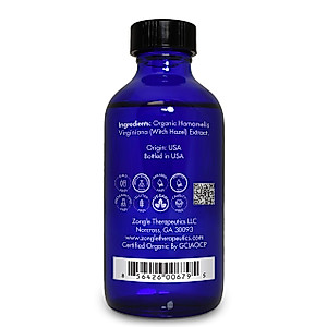 Organic, Witch Hazel – 100% Pure, Witch Hazel, for Face, Acne, Butt, Skin, Scalp, Hair, Body by Zongle Therapeutics, 4 OZ