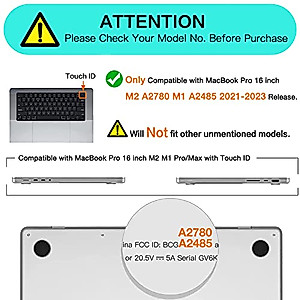 MOSISO Compatible with MacBook Pro 16 inch Case 2023 2022 2021 Release M2 A2780 A2485 M1 Pro/Max Chip with Touch ID, Plastic Hard Shell Case&Keyboard Cover&Screen Protector&Storage Bag, Midnight Green