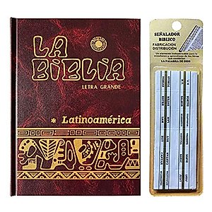 La Biblia Catolica Latinoamericana Letra Grande Edicion Cartone en Español con Señalador Biblico - The Latin American Catholic Bible Spanish Edition with Bookmarks (Red)