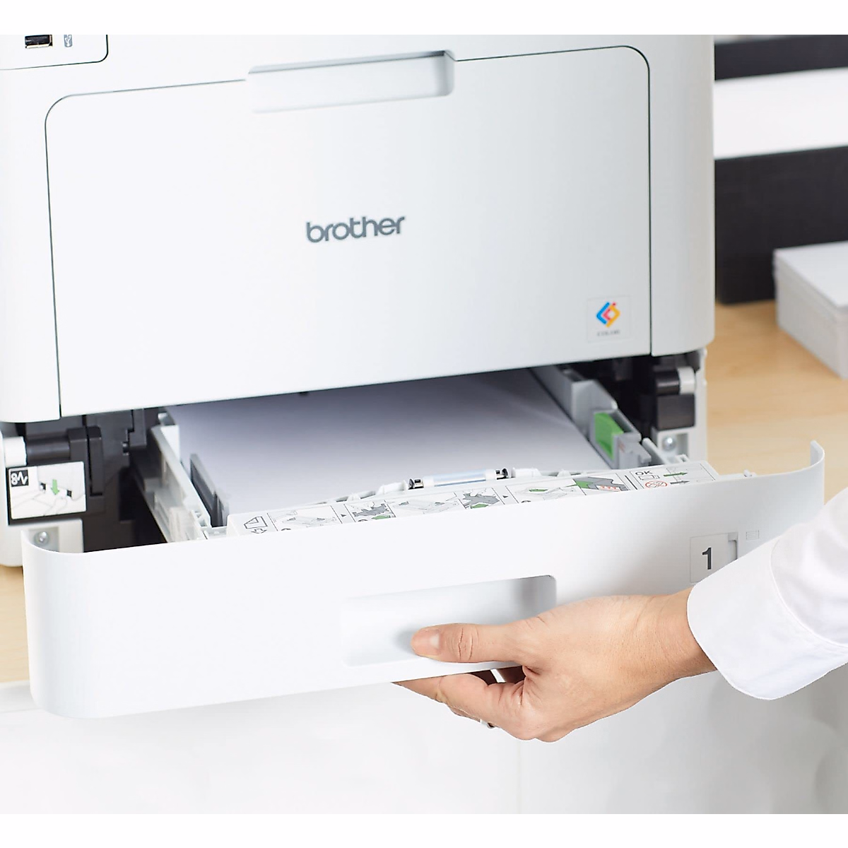 Brother Color MFC-L8900CDW Wireless All-in-One Laser Printer, White - Print Copy Scan Fax - 33 ppm, 2400 x 600 dpi, 5" Touchscreen LED, Auto Duplex Printing, 70-Sheet ADF, NFC, Ethernet