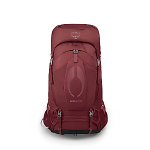 Osprey Aura AG 50L Women's Backpacking Backpack, Berry Sorbet Red, WM/L