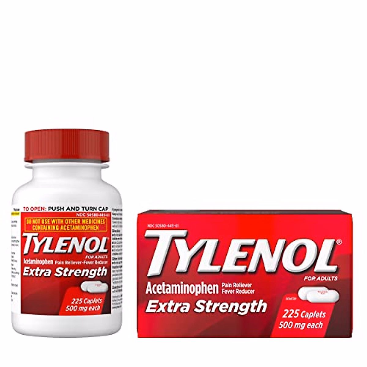 Tylenol Extra Strength Caplets with 500 mg Acetaminophen Pain Reliever Fever Reducer, 225 Count