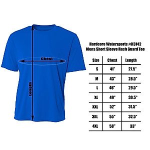 Hardcore Water Sports Mens Rash Guard Surf Swimwear Swim Shirt SPF Sun Protection Loose Fit Fitting