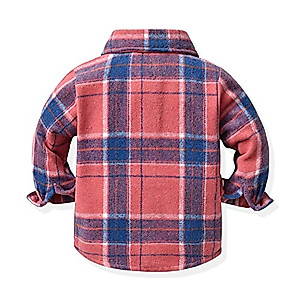 Buy Again My Orders Plaid Shirts for Girls Toddler Baby Boys Girls Flannel Plaid Shirt Long Sleeve Lepel Button Down Back Letters Print Shacket Coat Top