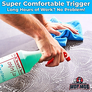 Extra Safe, Bilingual MSDS Spray Bottles 3 Pack. Large, Empty 32 Oz Bottle Perfect for Professional Cleaning Solutions, Sanitizers or Household Cleaners. Best Heavy Duty Plastic Bottle With Data Sheet