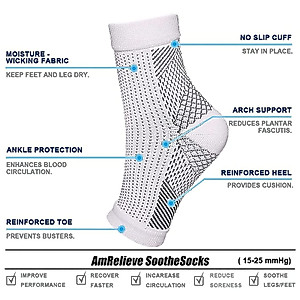 VQRZG Neuropathy Socks for Women and Men, 4Pairs Soothe Relief Compression Socks, Ankle Brace for Plantar Fasciitis Sleeve Soothe(L/XL)