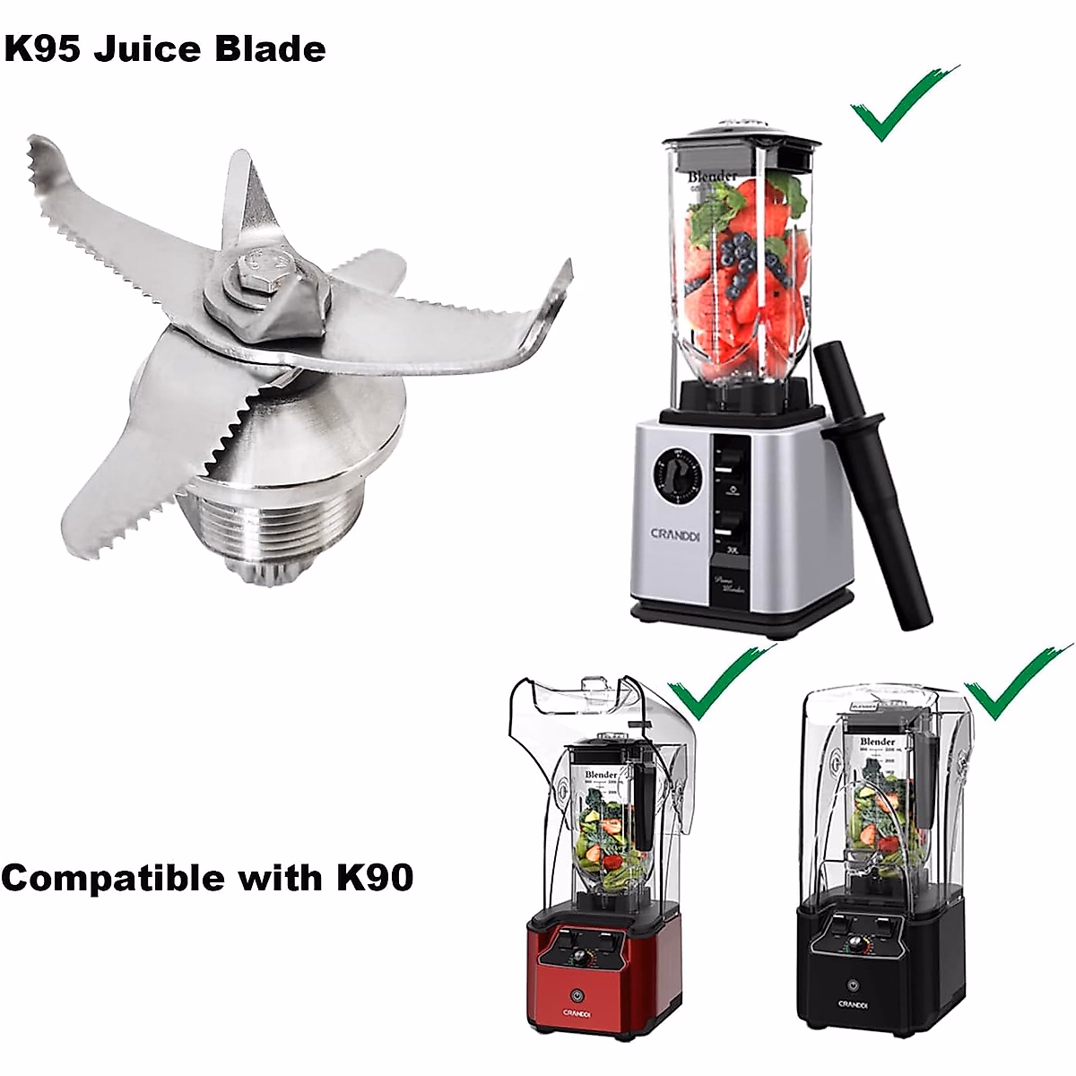 CRANDDI Replacement Blade Assembly for K90 K95, 6 leaf 3 Layer Stainless Blade