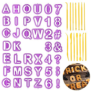 54PCS Plastic Alphabet Number Symbol Cookie Cutters and Mini Fondant Cake Decorating Mould Tools by CSPRING