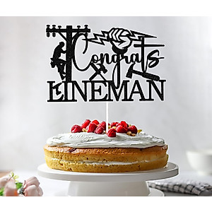 Congrats Lineman Cake Topper Congrats Electrician Class of 2024 Electrician Lineman Graduation Party Decorations Supplies Black
