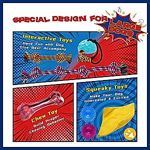 Zeaxuie Heavy Duty Various Dog Chew Toys for Aggressive Chewers - 9 Pack Value Set Includes Indestructible Rope Toys & Squeaky Toys for Medium, Large & X-Large Breeds (Style-1 Rope Toys)