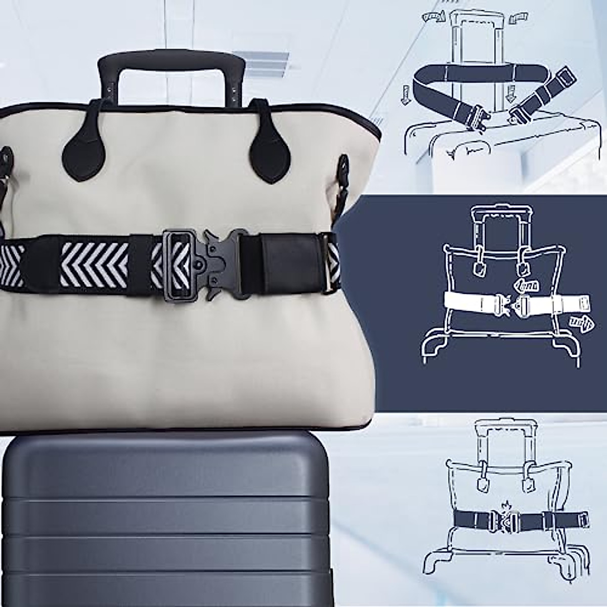 Travel Belt for Luggage - Stylish & Adjustable Add a Bag Luggage Strap for Carry On Bag - Airport Travel Accessories for Women & Men (Rocket)