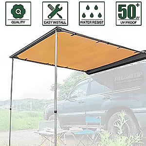 ALL-TOP Vehicle Awning 6.6'x8.2' Rooftop Pull-Out Retractable 4x4 Weather-Proof UV50+ Side Awning for SUV/Truck/Van