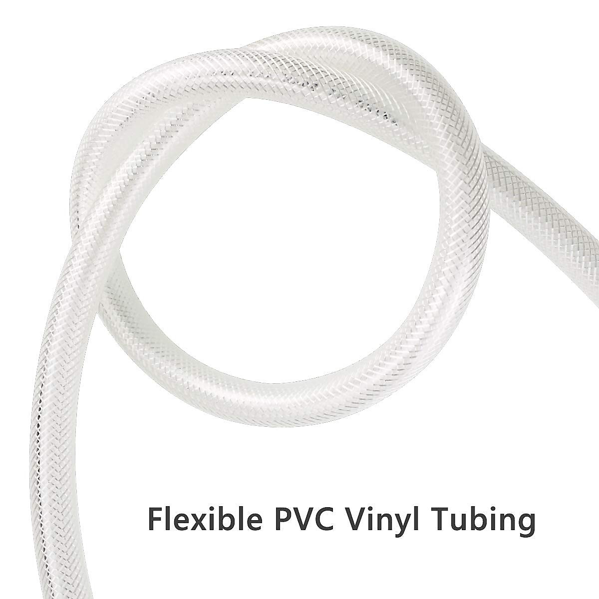 1/2" ID x 3/4" OD - 25 Ft High Pressure Braided Clear PVC Vinyl Tubing Flexible Vinyl Tube, Heavy Duty Reinforced Vinyl Hose Tubing, BPA Free and Non Toxic