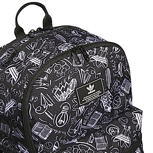 adidas Originals National 3.0 Backpack, Seed Doodle Art Black-White, One Size