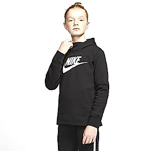 Nike Girls NSW Pullover Hoodie (as1, alpha, l, regular, regular, Black/White/White)