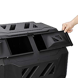 JupiterForce Dual Chambers Rotating Composting Bins, Outdoor Recycling Tumbling Composters with 2 Sliding Doors for All-Season, Garden, Yard Waste, Black(43 Gallons)