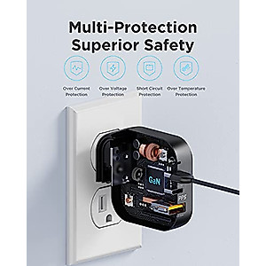 USB C Charger, EHO 65W GaN III PPS Fast Charger Adapter, 3-Port Foldable Compact Wall Charger Compatible with MacBook Pro/Air, Galaxy S22/S21, Note 20/10+, iPhone 13/12, iPad Pro, and More, Black