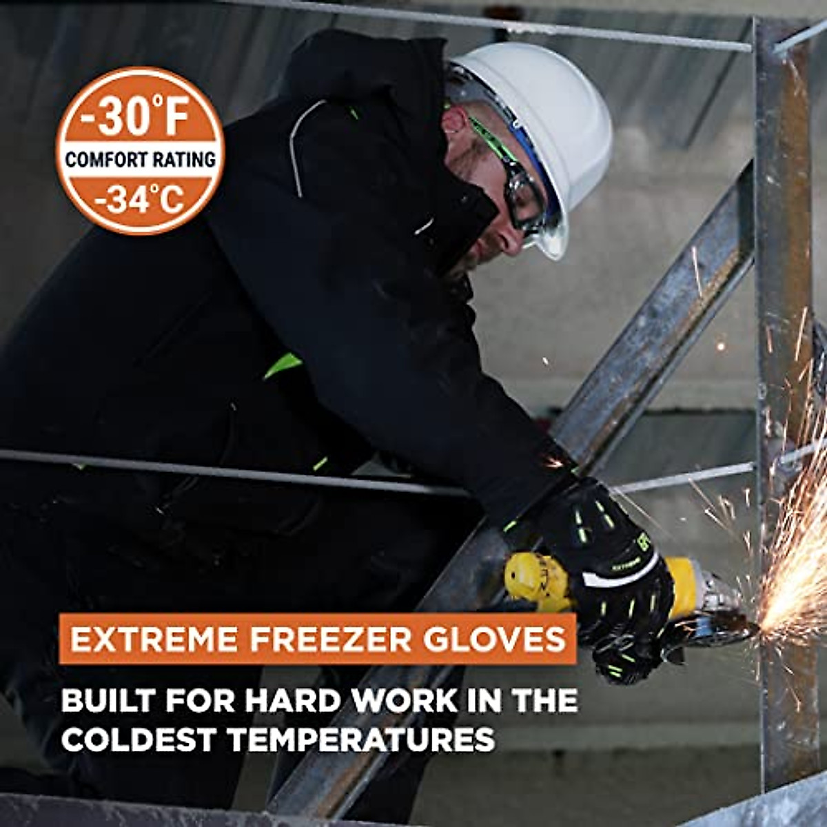 RefrigiWear Insulated Extreme Freezer Gloves, Winter Work Gloves, -30°F Comfort Rating (Black, Large)