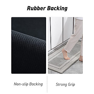 PADOOR Kitchen-Rugs Washable, Rubber Backing Non-Slip Kitchen Mat,Absorbent Kitchen Floor Mats in Front of Sink, Kitchen Mats for Floor Grey 17"x32"