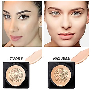 Sumeitang Mushroom Air Cushion CC Cream Liquid Foundation Makeup Lasting Moisturizing BB Cream Concealer Cushion Even Skin Tone Makeup Base Primer Easy to Apply for Dry Skin(Natural)